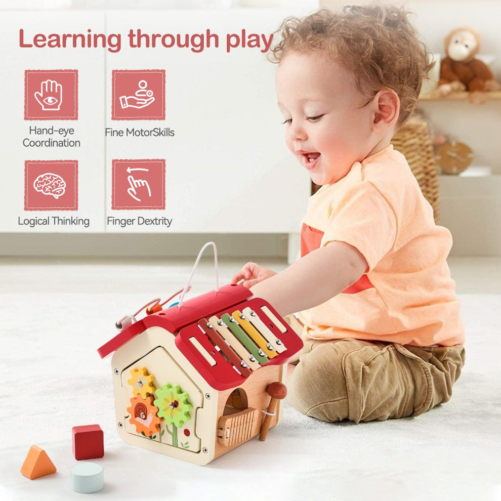 Multi Activity Wooden House Toy Montessori inspired – Happi Bebe