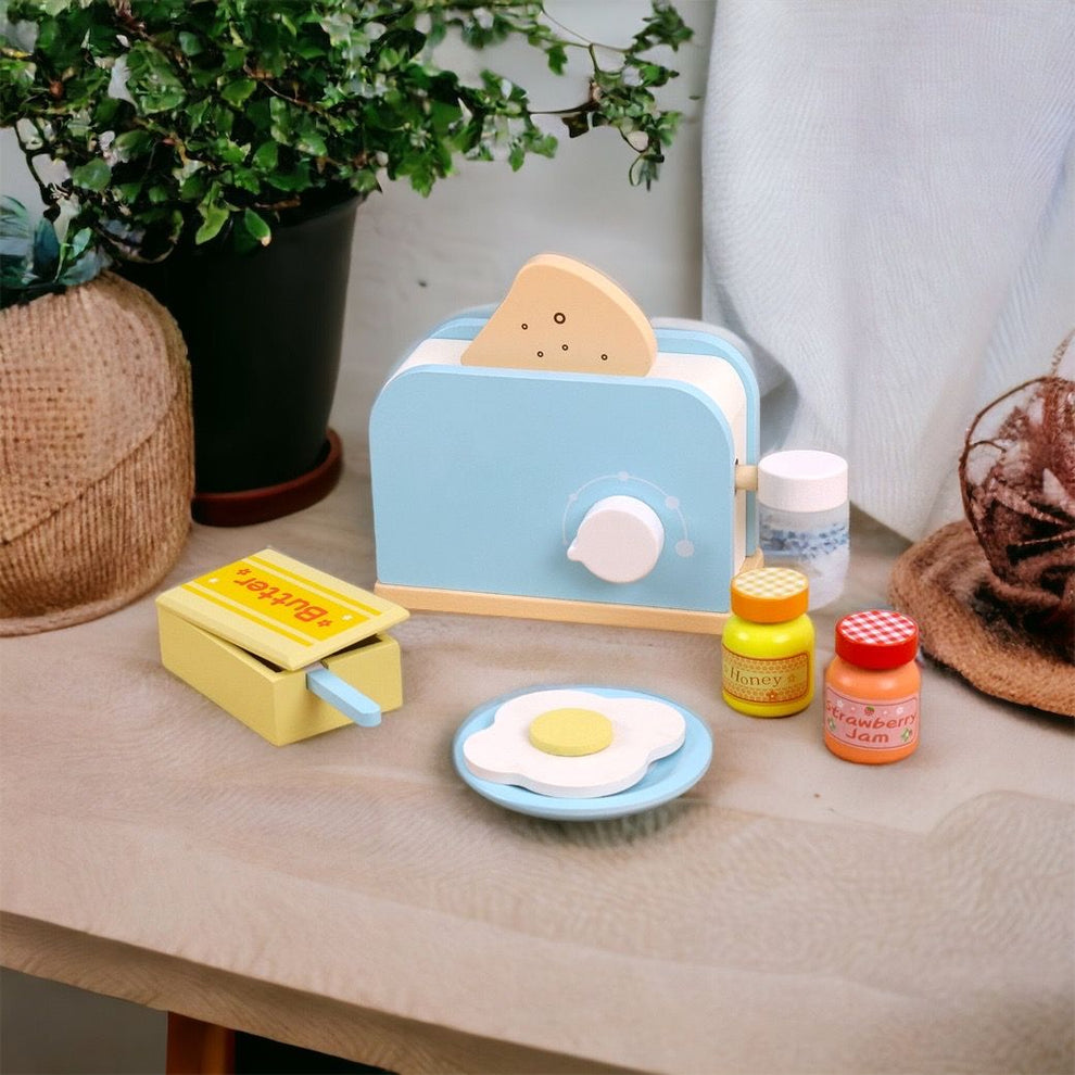Wooden Toaster Pretend Play Set Wooden Kitchen Toy Play Food – Happi Bebe