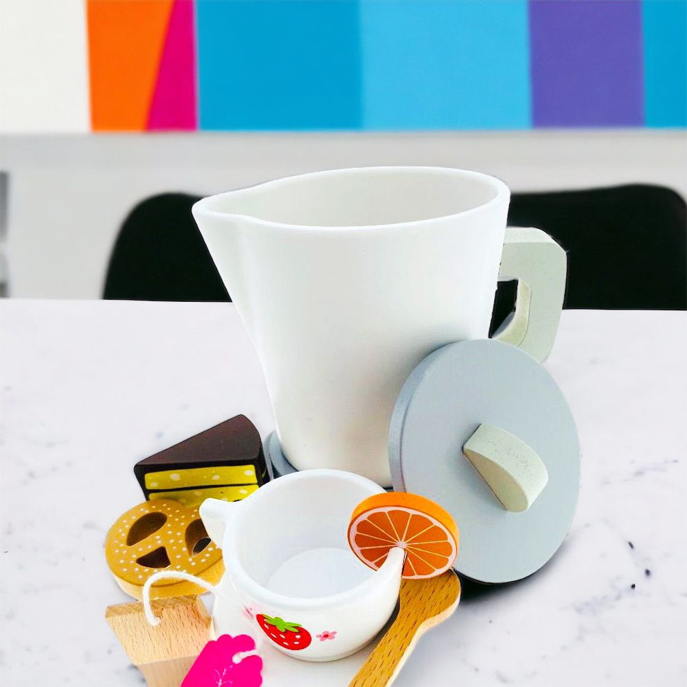 Wooden Kettle Tea Pretend Play Set. Kitchen Toy Play Food – Happi Bebe