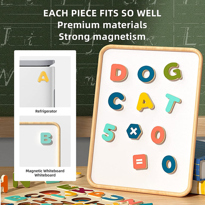 Wooden Alphabet & Number Puzzle Board Toddler Early Learning – Happi Bebe